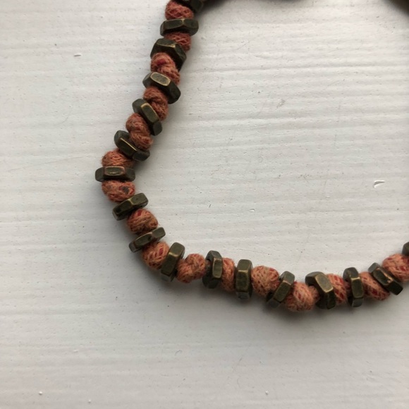 Vintage | Jewelry | Brass Bead Orange String Adjustable Bracelet | Poshmark